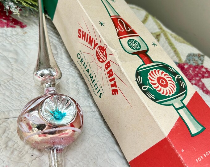 Vintage 1950s Glass Tree Topper in Box | Shiny Brite Pink Christmas ...