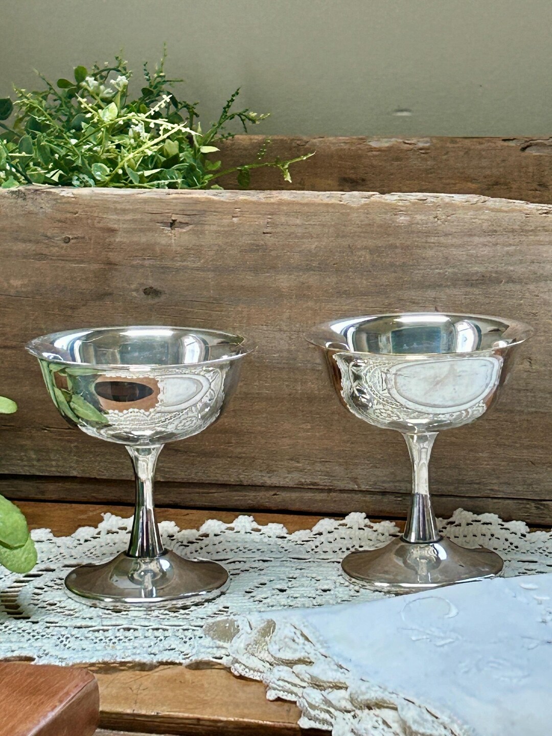 Set of 2 Silver Plated Goblets | Wine Champagne Goblets | Sheridan - Etsy