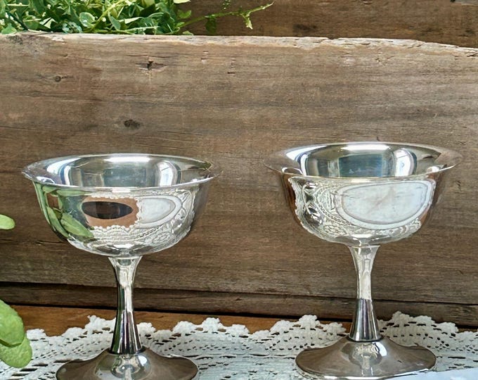 Set of 2 Silver Plated Goblets | Wine Champagne Goblets | Sheridan - Etsy