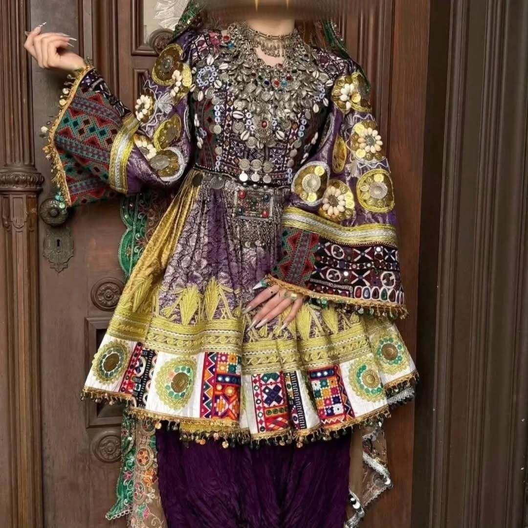 Embroidered Afghan Kuchi Dress: Pashtun Bridal Gown, Ethnic Party Wear ...