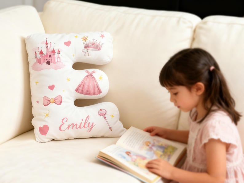 Personalized Princess Letter Throw Pillow,custom Kids Name Pillow,pink ...