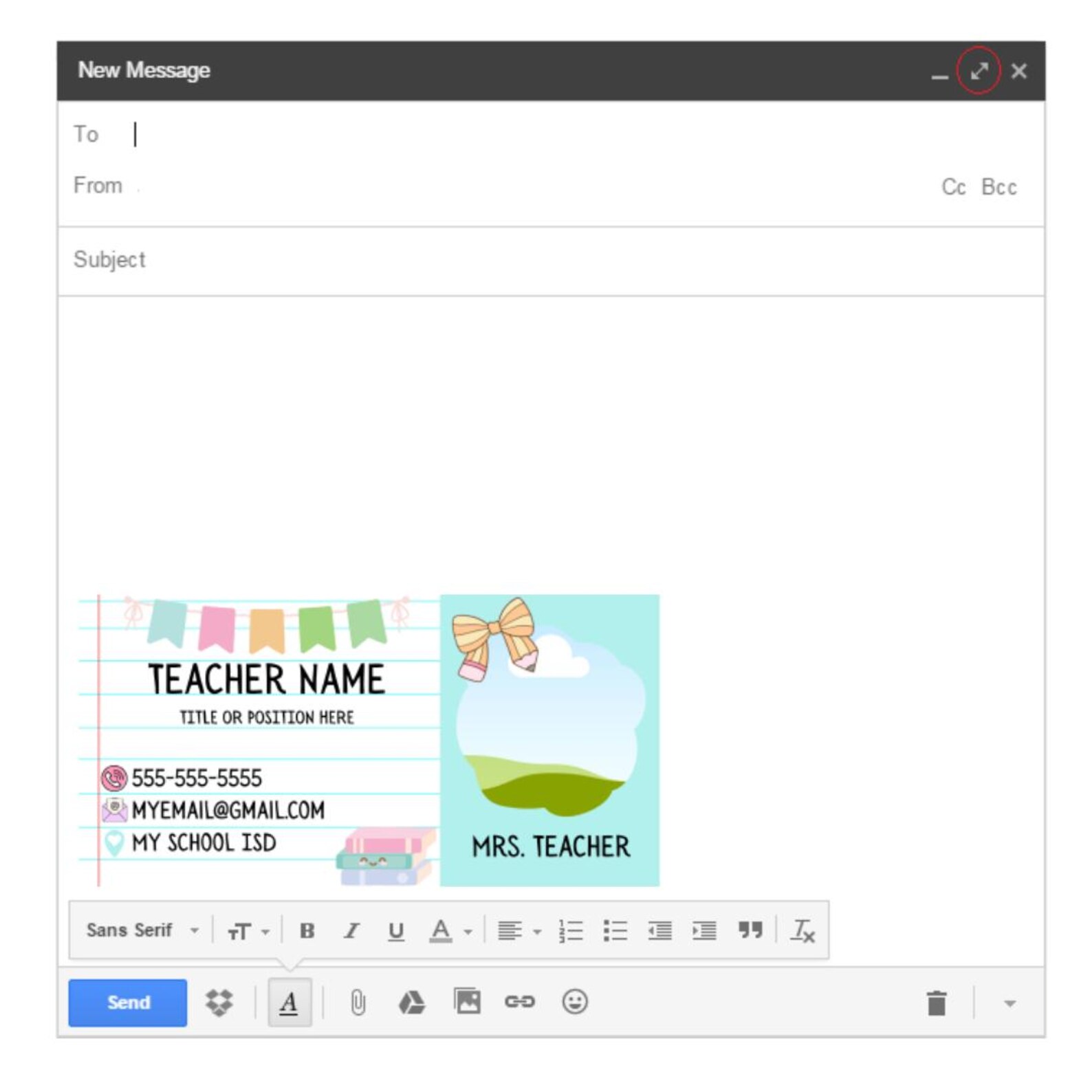 Editable Teacher Email Signature Template | Canva Email Footer (digital ...
