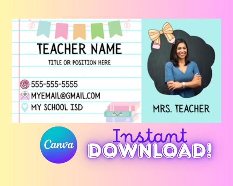 Editable Teacher Email Signature Template | Canva Email Footer (digital ...