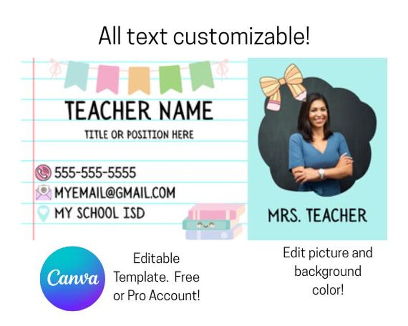 Editable Teacher Email Signature Template | Canva Email Footer (digital ...