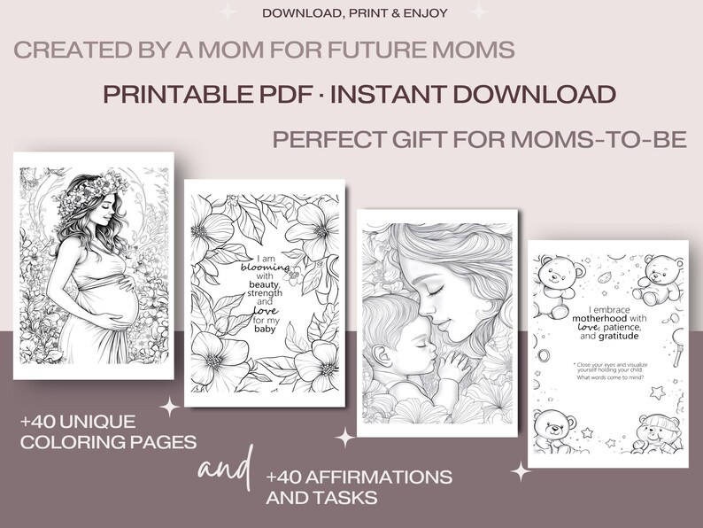Printable Pregnancy Coloring Book With Affirmations and Tasks| 80 ...
