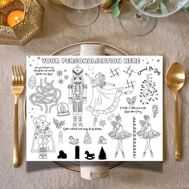 Nutcracker Coloring Page Placemat, Ballet Birthday Party Favors ...