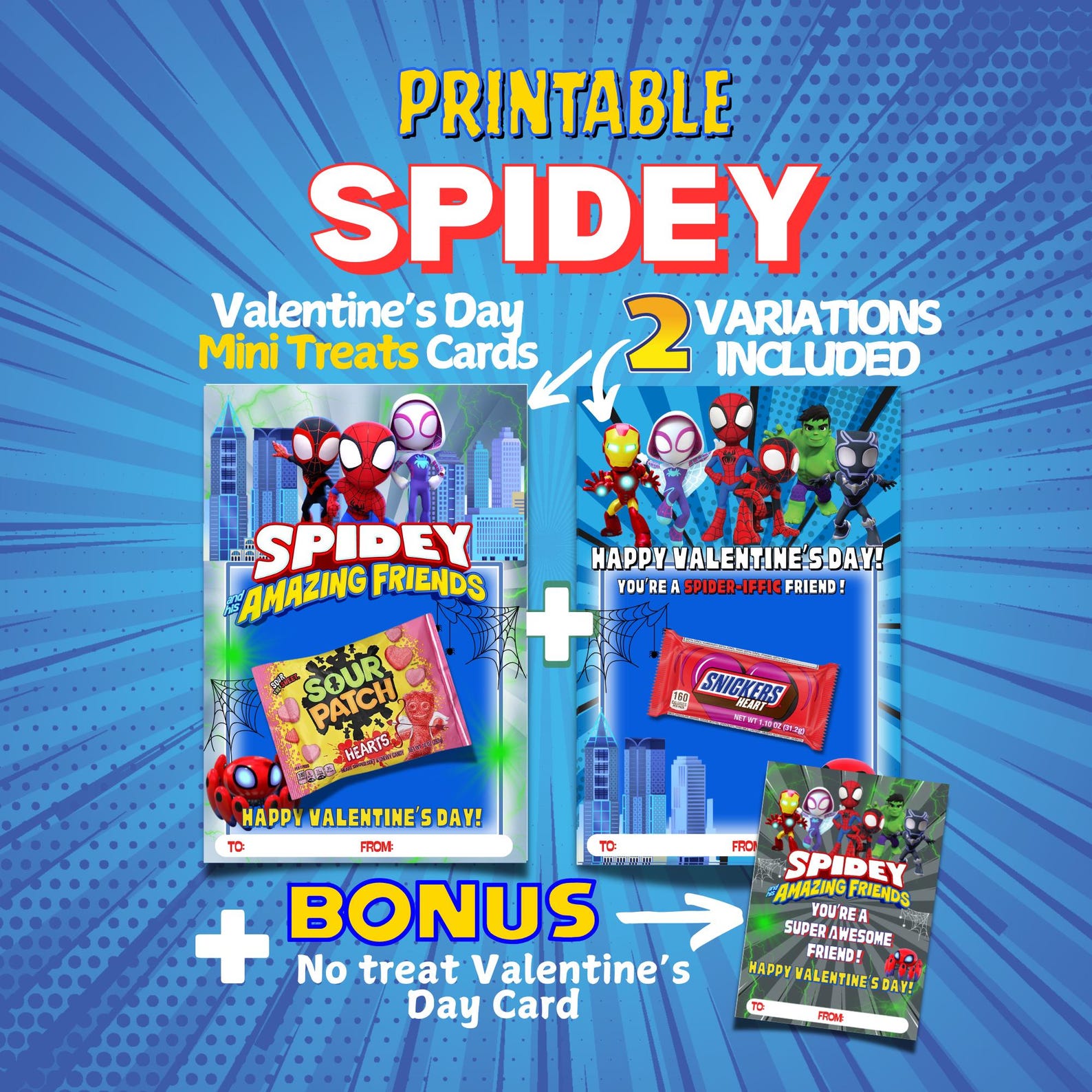 Spidey Valentine’s Day Treat Cards, Printable, Instant Download - Etsy