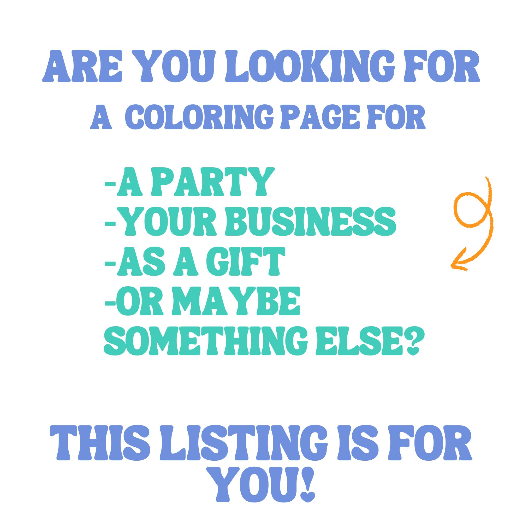 Custom Coloring Page, for Kids, Birthday, Wedding, Any Occasion, Quick ...