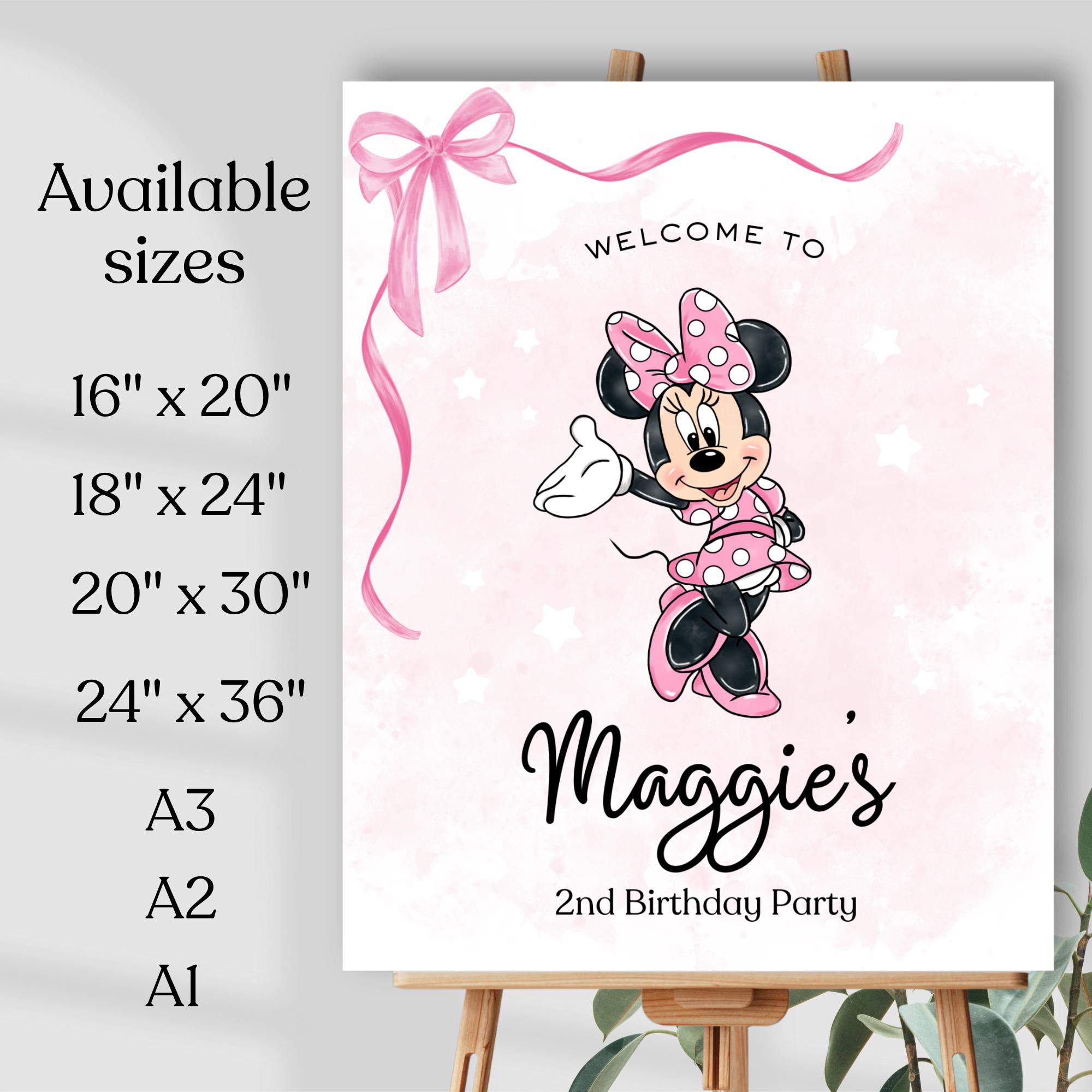 Minnie Mouse Birthday Welcome Sign, Pink, Personalized, Printable - Etsy