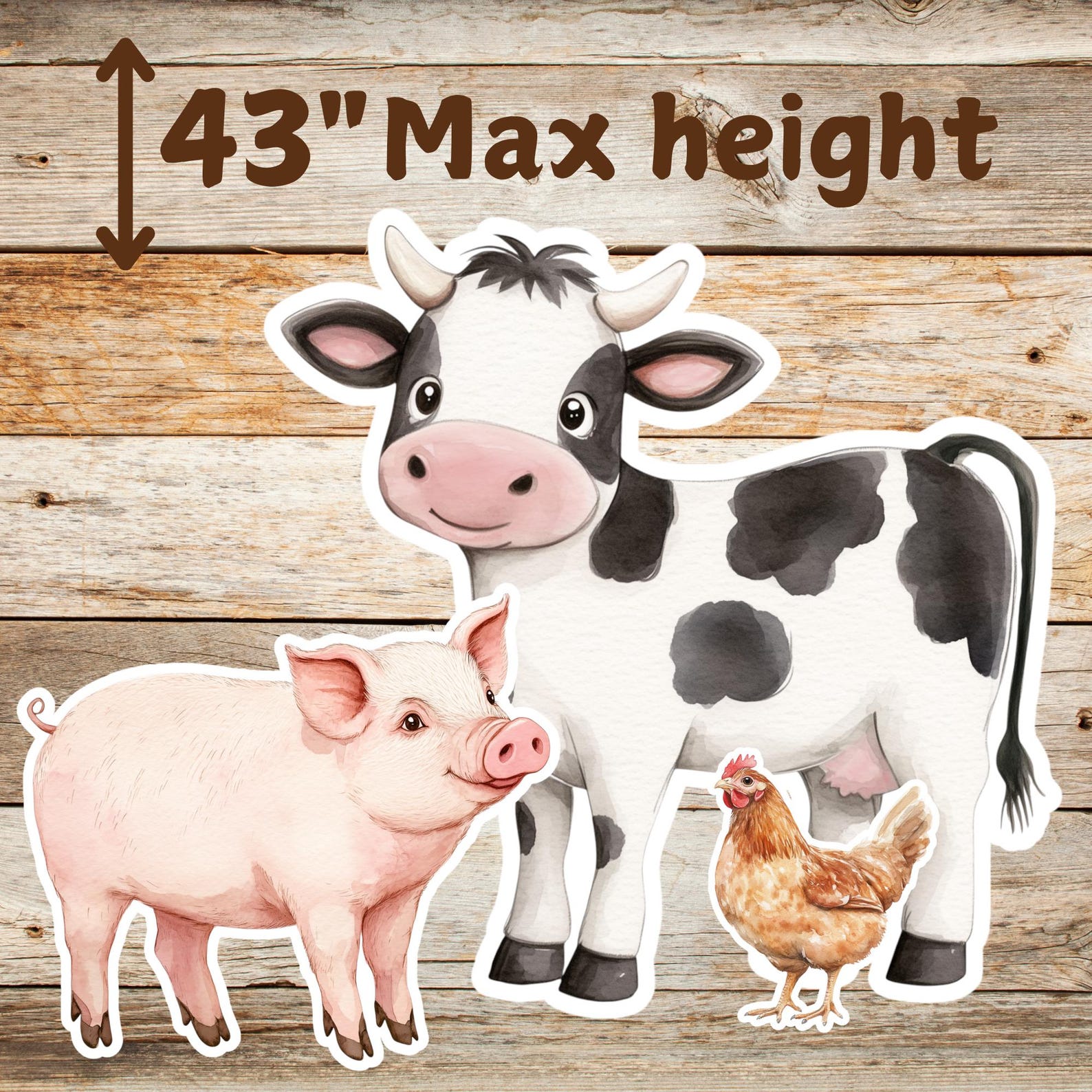 Farm Animals Cutout Decor, Printable Large Barnyard Decoration, Baby ...
