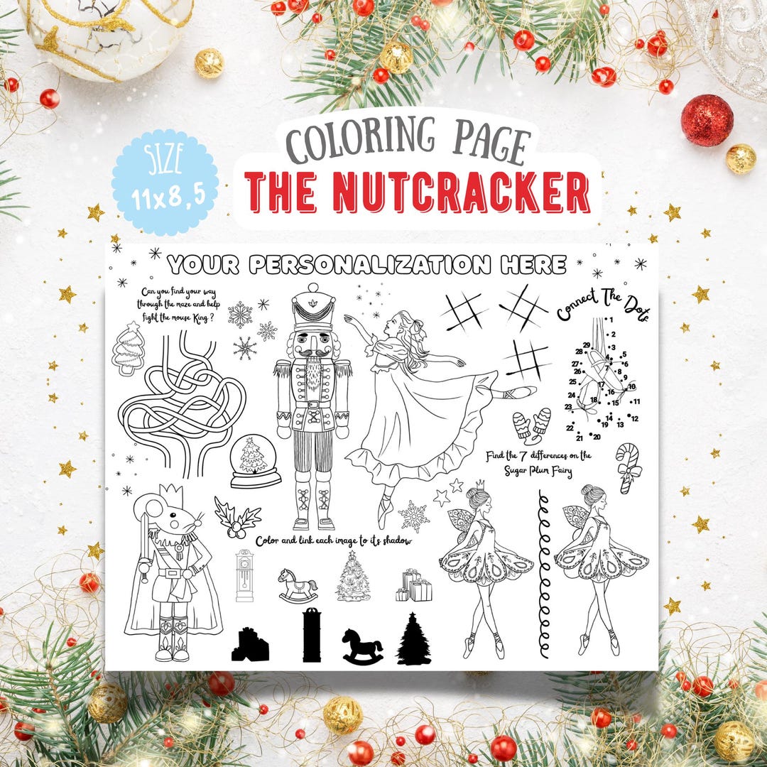 Nutcracker Coloring Page Placemat, Ballet Birthday Party Favors ...