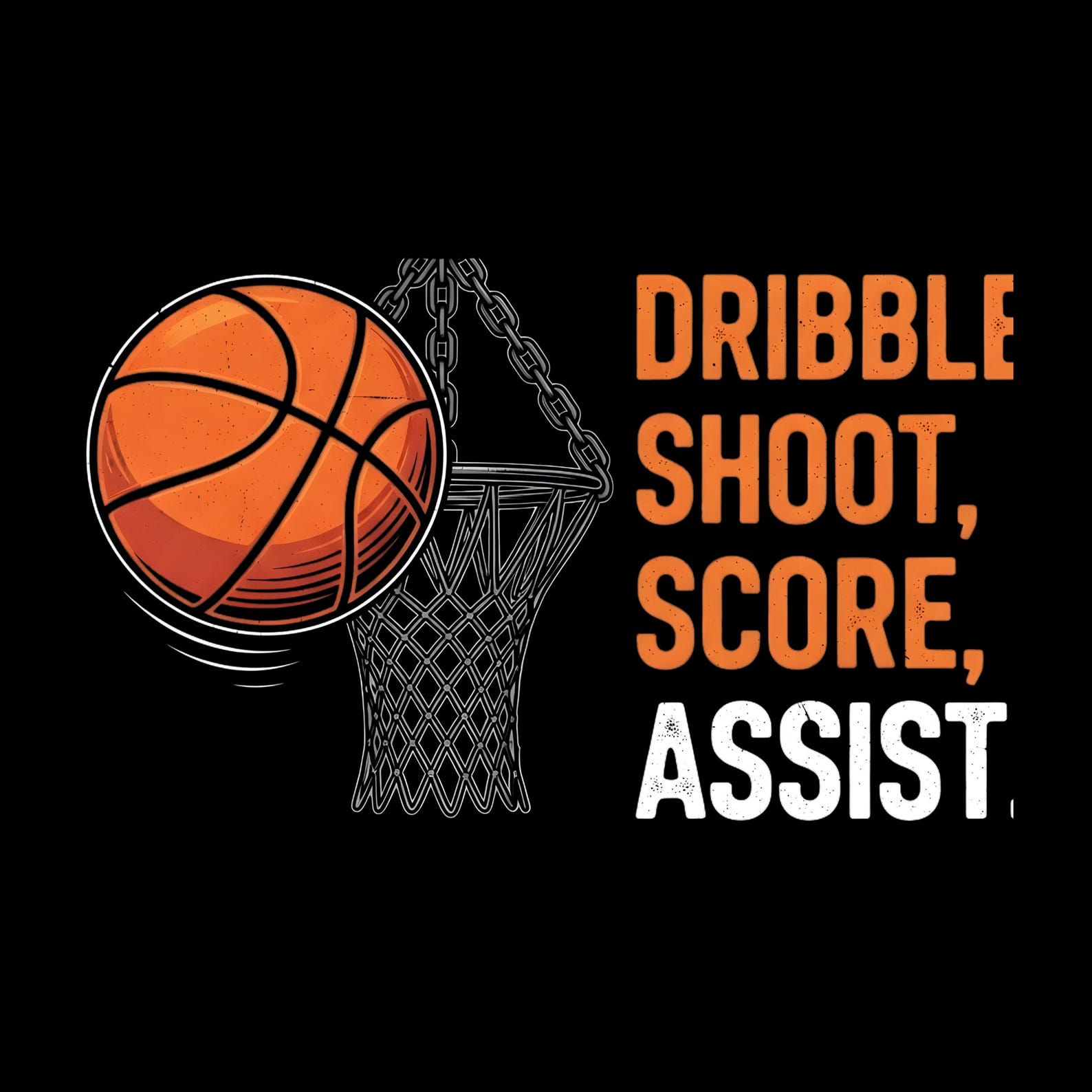 Basketball PNG | Dribble Shoot Score Assist Design | Chain Net Hoop ...