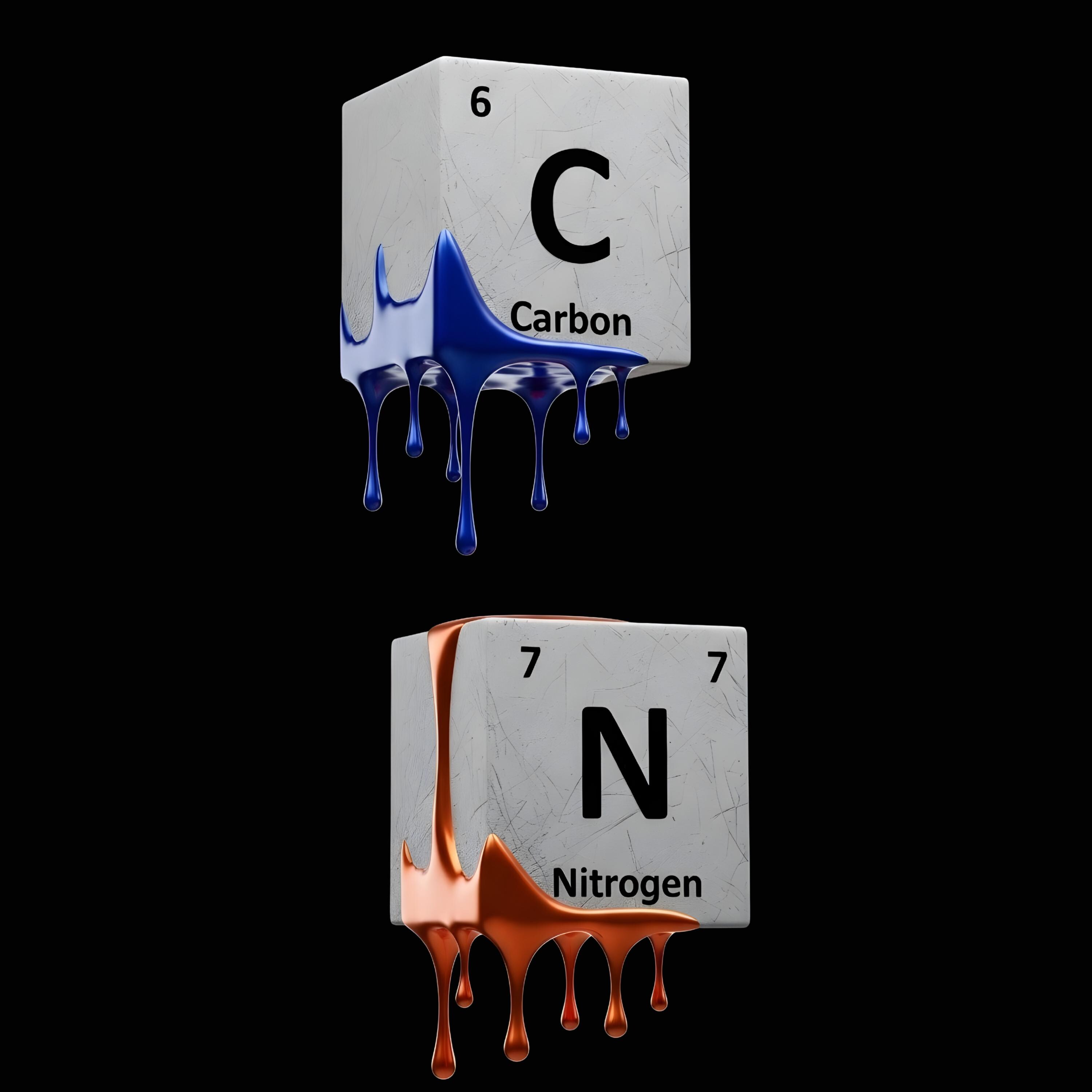 Dripping Carbon & Nitrogen 3D Blocks PNG | Textured Periodic Table ...