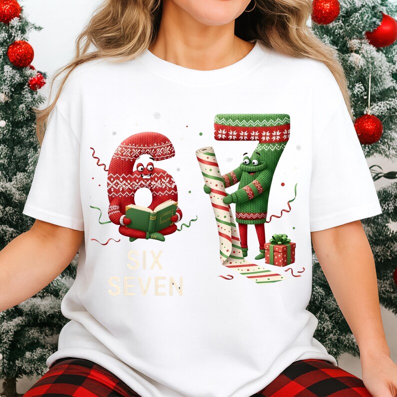 Christmas 6 7 PNG | Cute Knit Numbers Reading & Wrapping Gifts ...