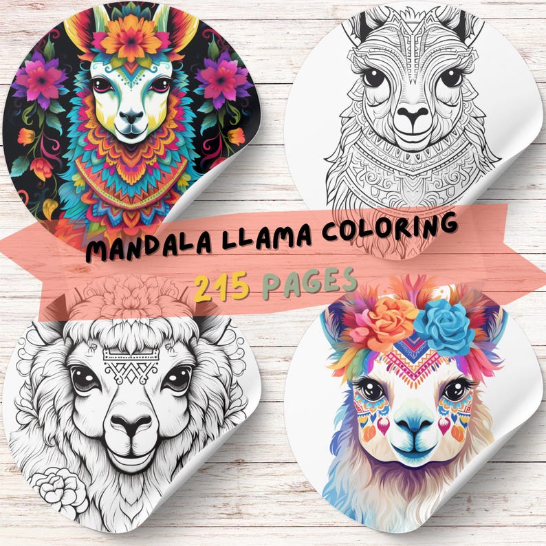 Mandala Llama Coloring Book: 215 Pages of Boho Alpaca Patterns (PDF ...