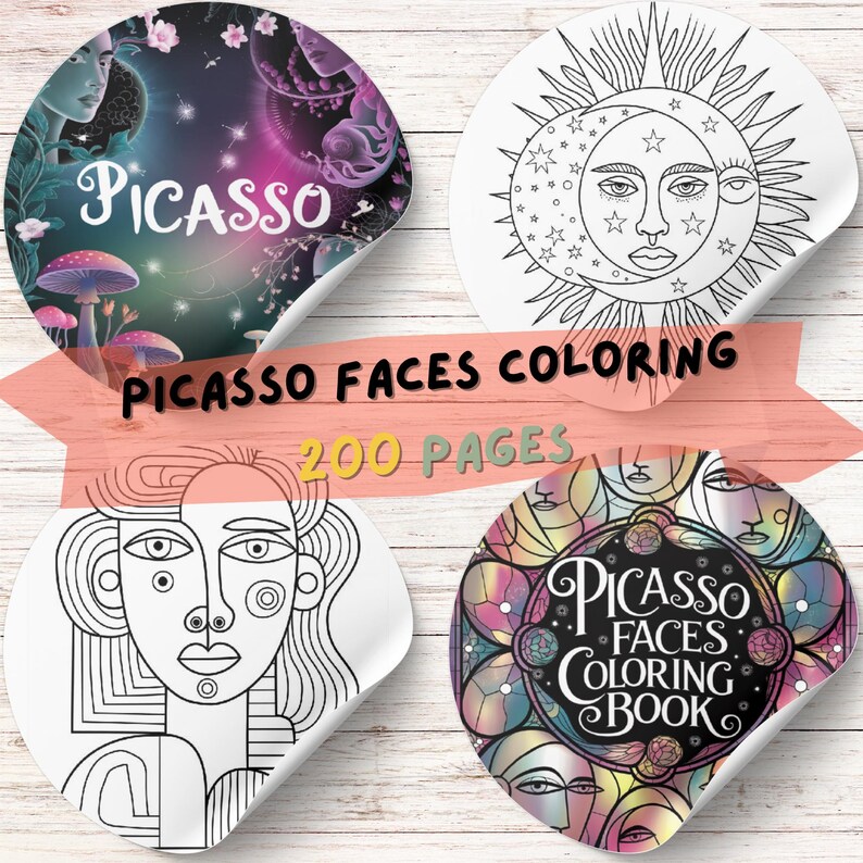 Picasso Faces Coloring Book, 200 Bold & Abstract PDF Pages + 40 Covers ...