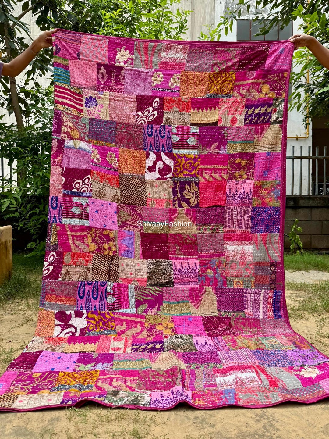 Bohemian Patchwork Quilt Kantha Quilt Handmade Vintage Quilts Boho King ...