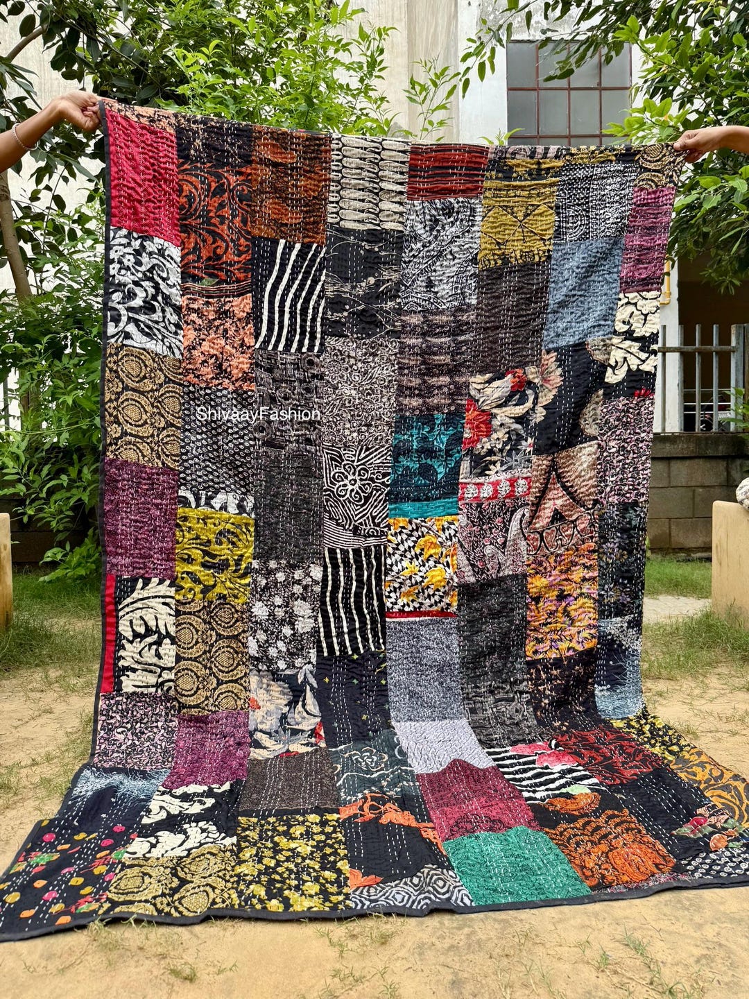 Bohemian Patchwork Quilt Kantha Quilt Handmade Vintage Quilts Boho King ...