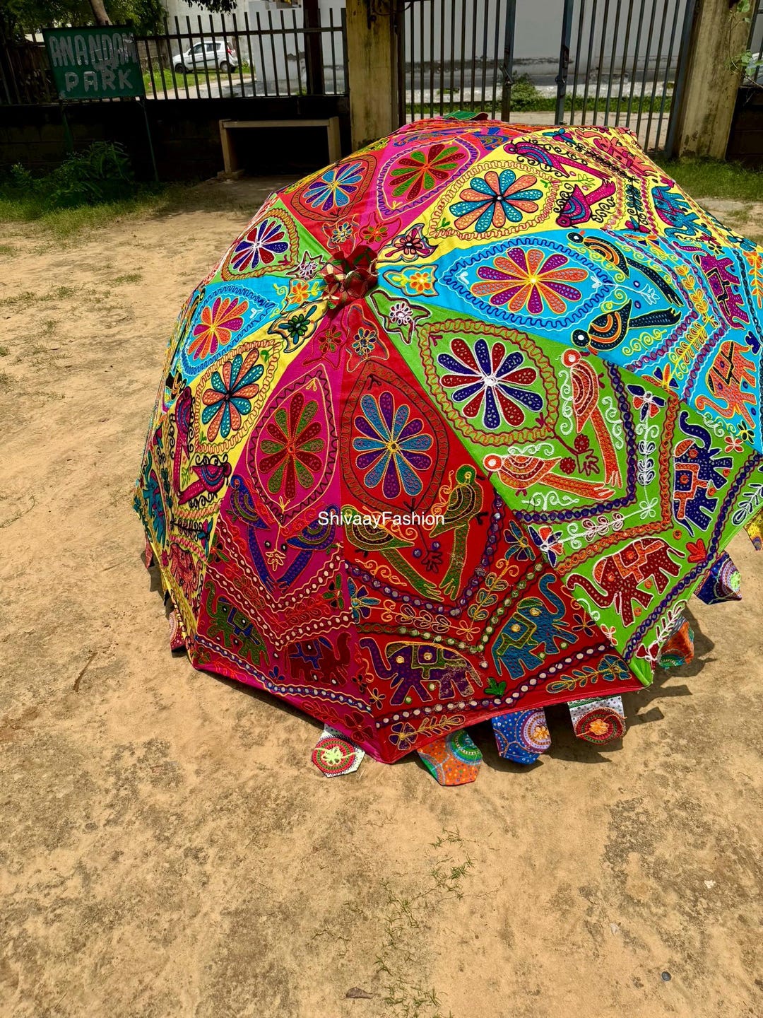 Indian Garden Umbrella Sun Shade Patio Mandala Umbrella Cotton Outdoor ...