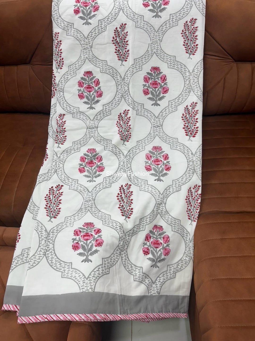 Reversible Floral Cotton Dohar | Hand Block Print AC Blanket | Soft ...