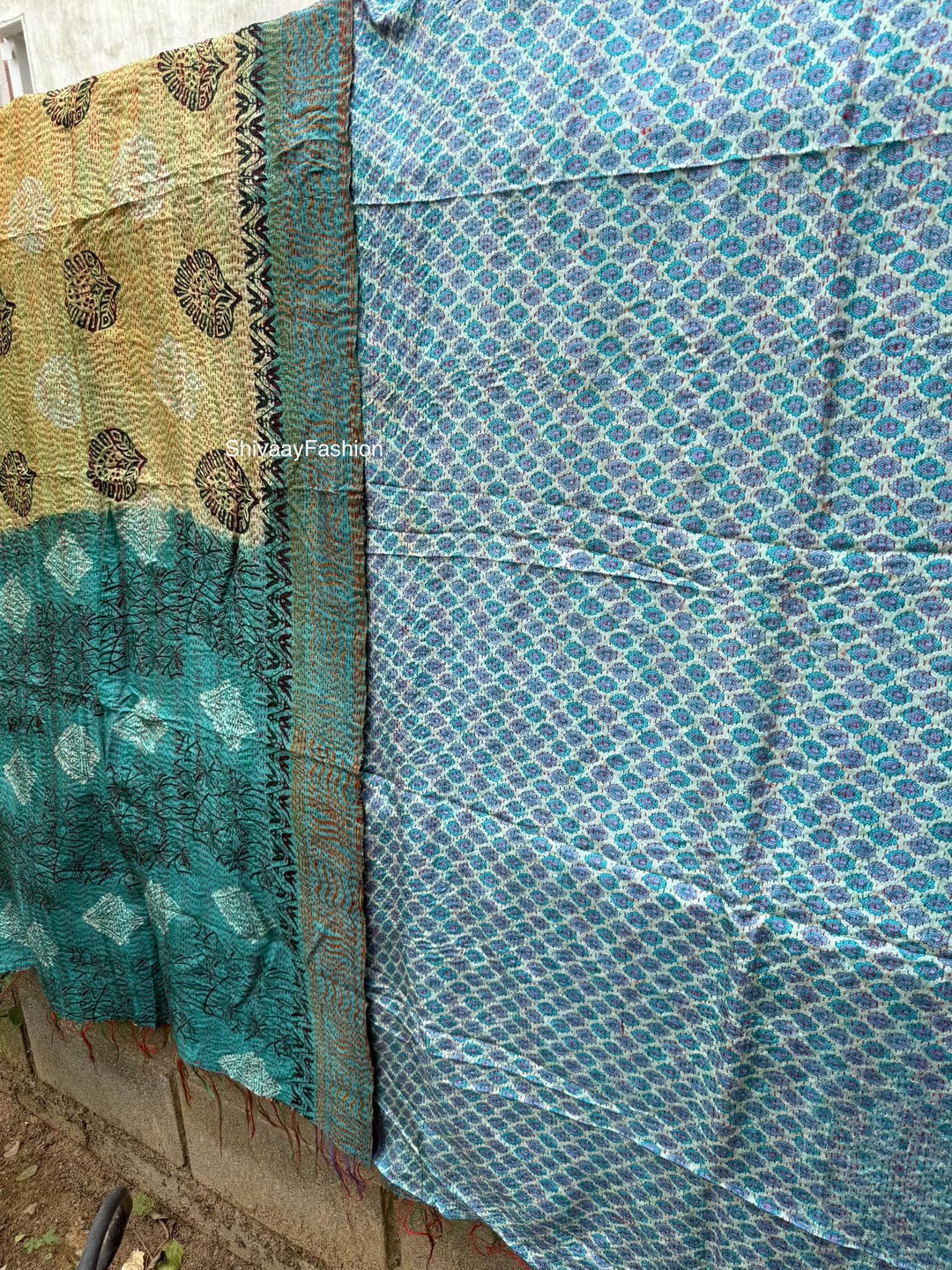 Upcycled Cotton Kantha Silk Scarf Vintage Kantha Scarves Cotton Kantha ...