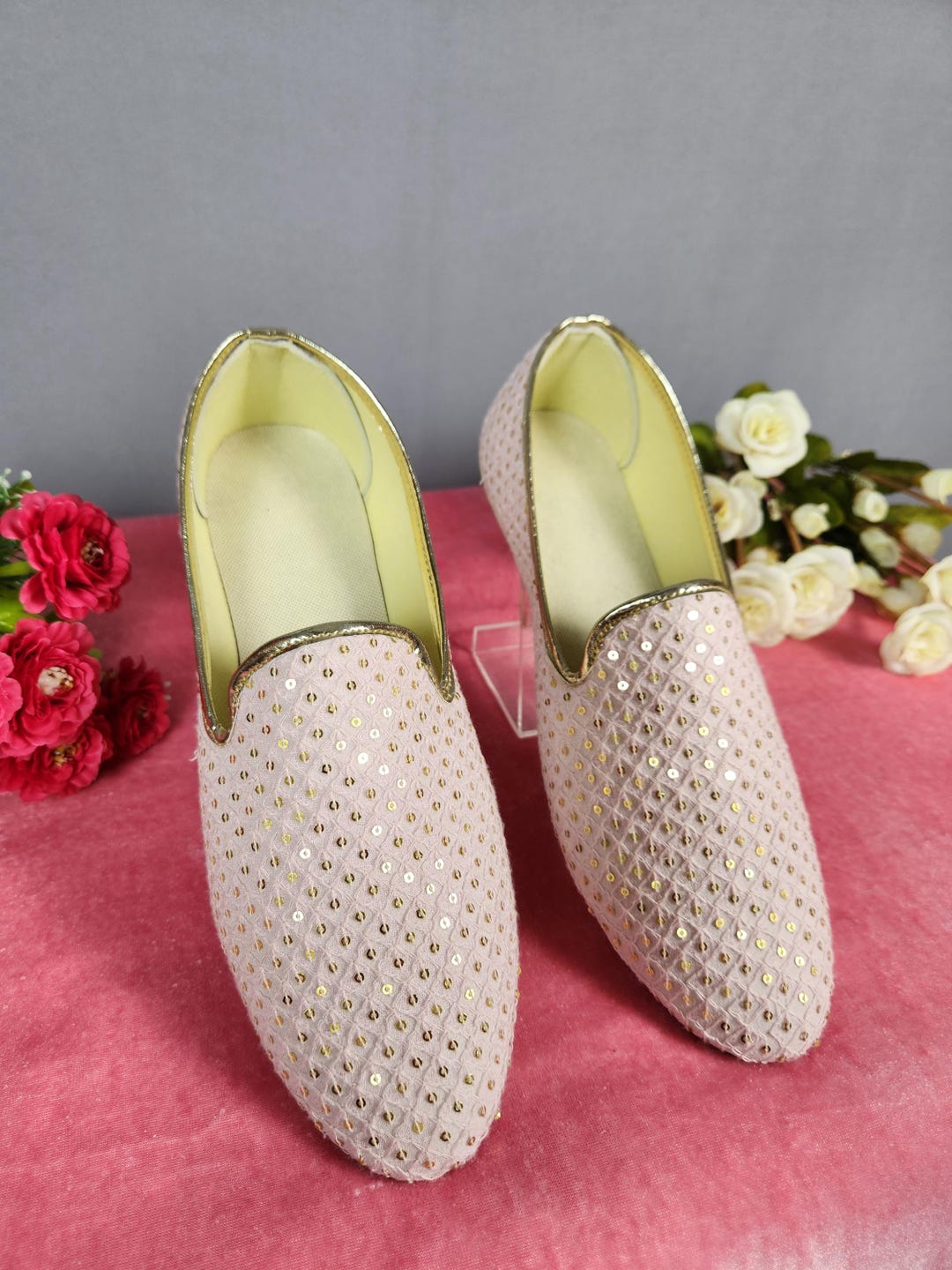 Pink Wedding Mojari Shoes for Men : Indian Groom Sherwani Jutti - Etsy