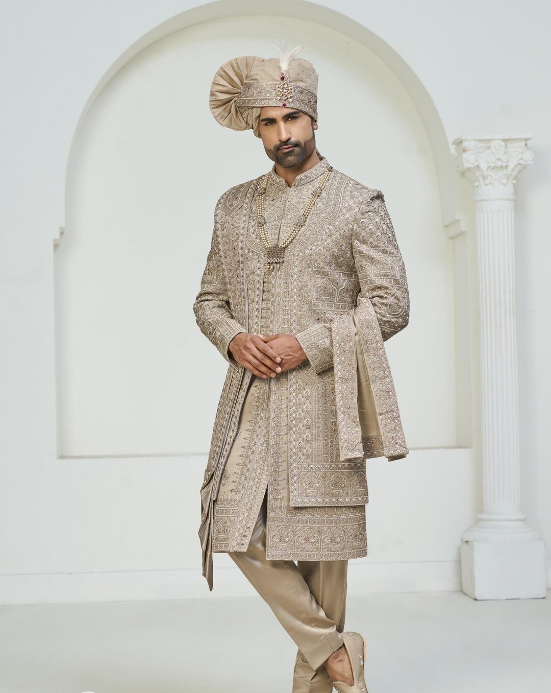 Copper Golden Wedding Sherwani for Men - Etsy UK