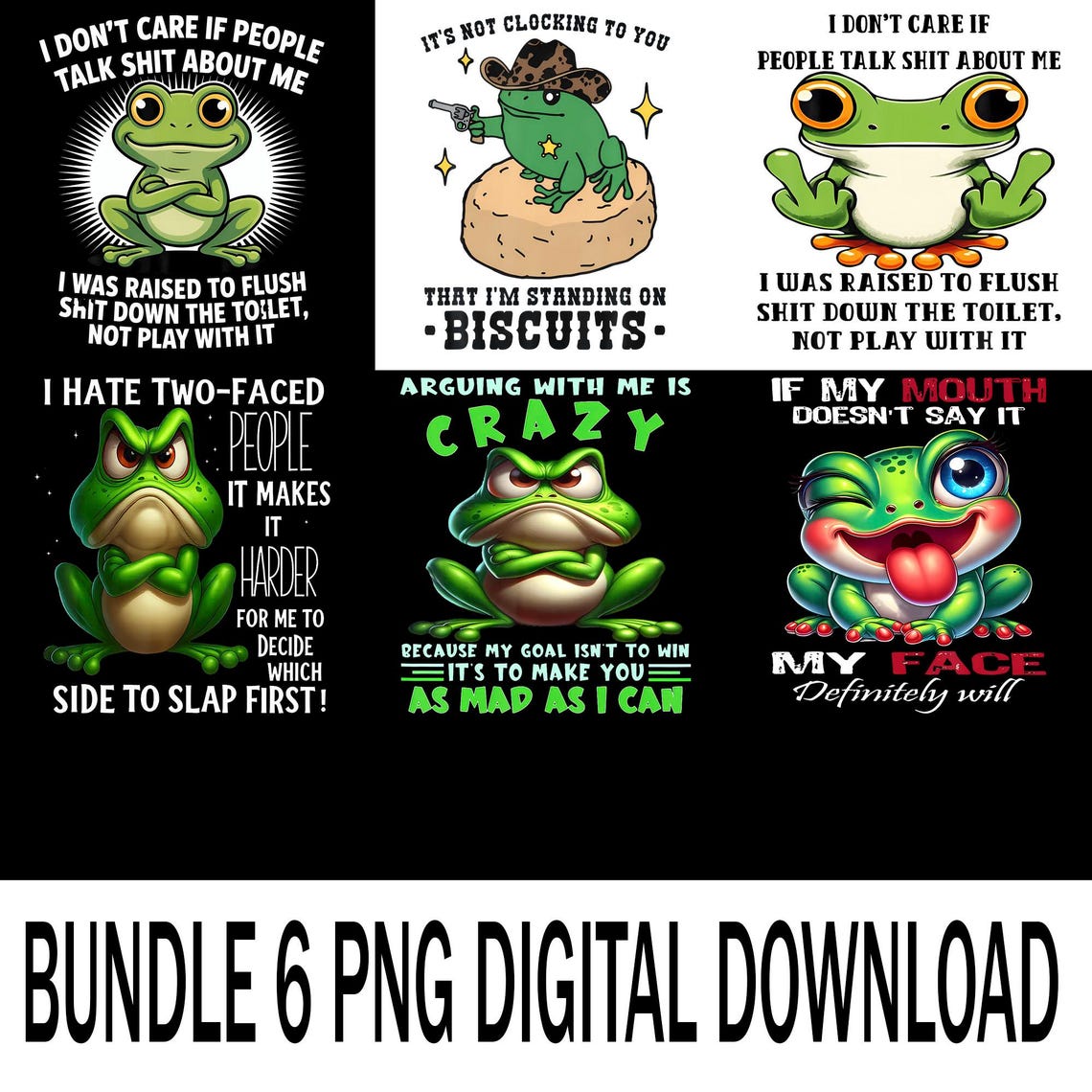 Frog I Hate Two-faced People PNG, Funny Sarcastic Quote Clipart, Slap ...