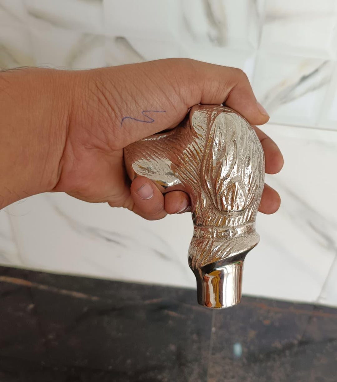 Vintage Style Dog Head Cane Topper - Sterling Silver or Brass Walking ...