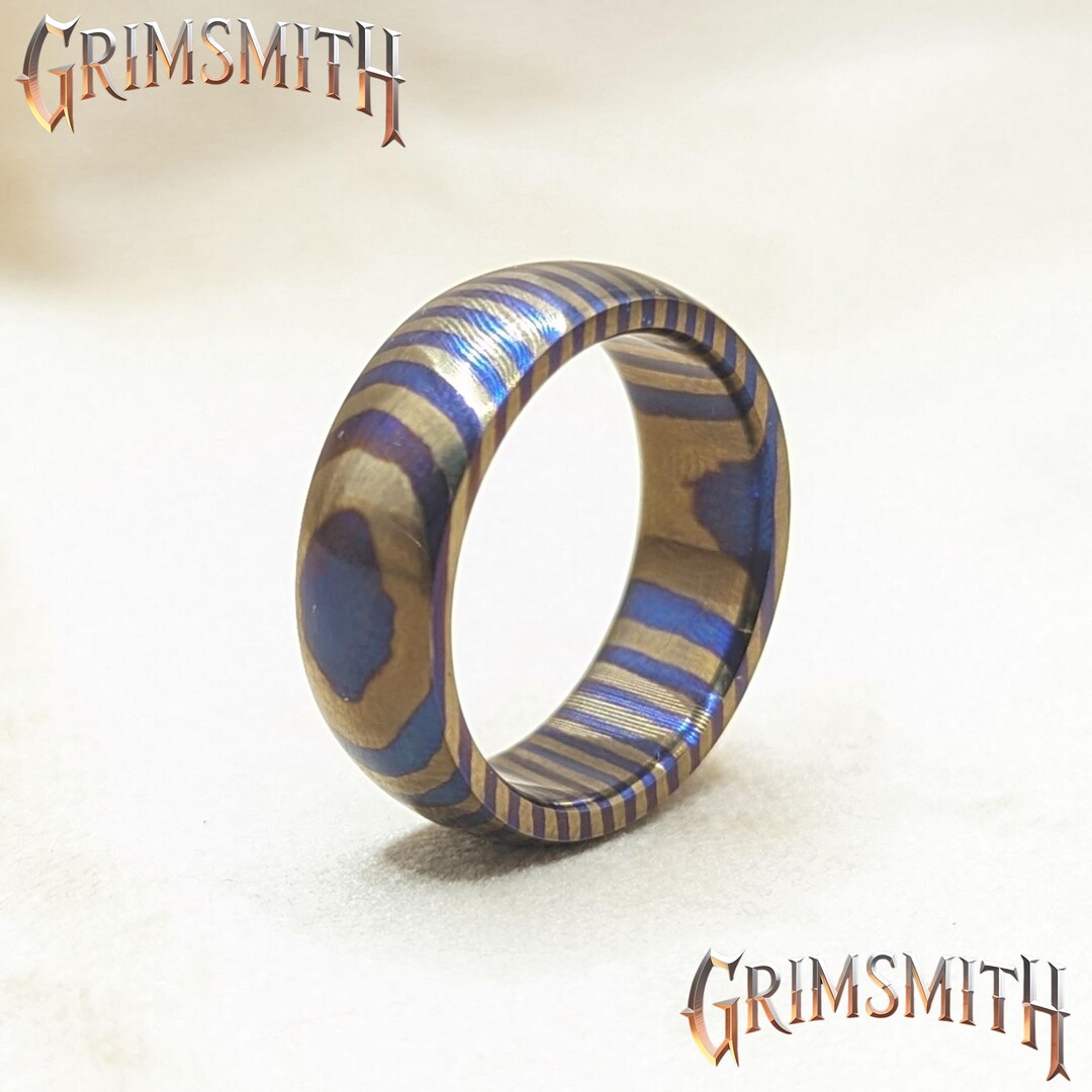 Hand-forged Timascus Titanium Ring: Anodized Pattern, Free Engraving - Etsy
