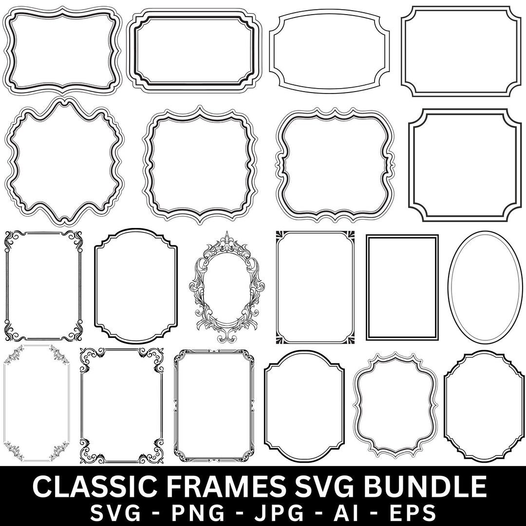 Classic Frames SVG Bundle, Decorative Label Borders (instant Download ...