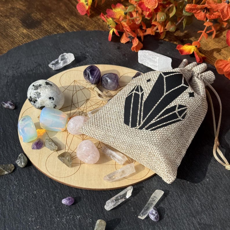 Third Eye Crystal Grid: Moonstone, Amethyst, Quartz, Selenite ...