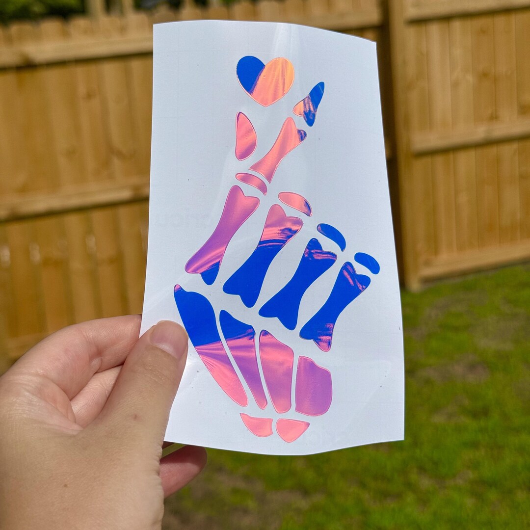 Holographic Skeleton Hand Car Decal: Skull Rock On, Peace, Heart - Etsy