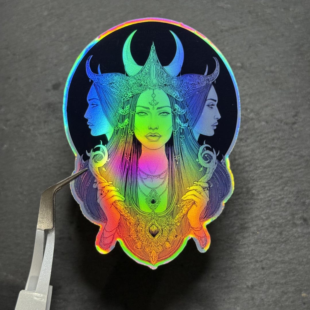 Hecate Triple Goddess Holographic Sticker: Witchy Vinyl Decal - Etsy