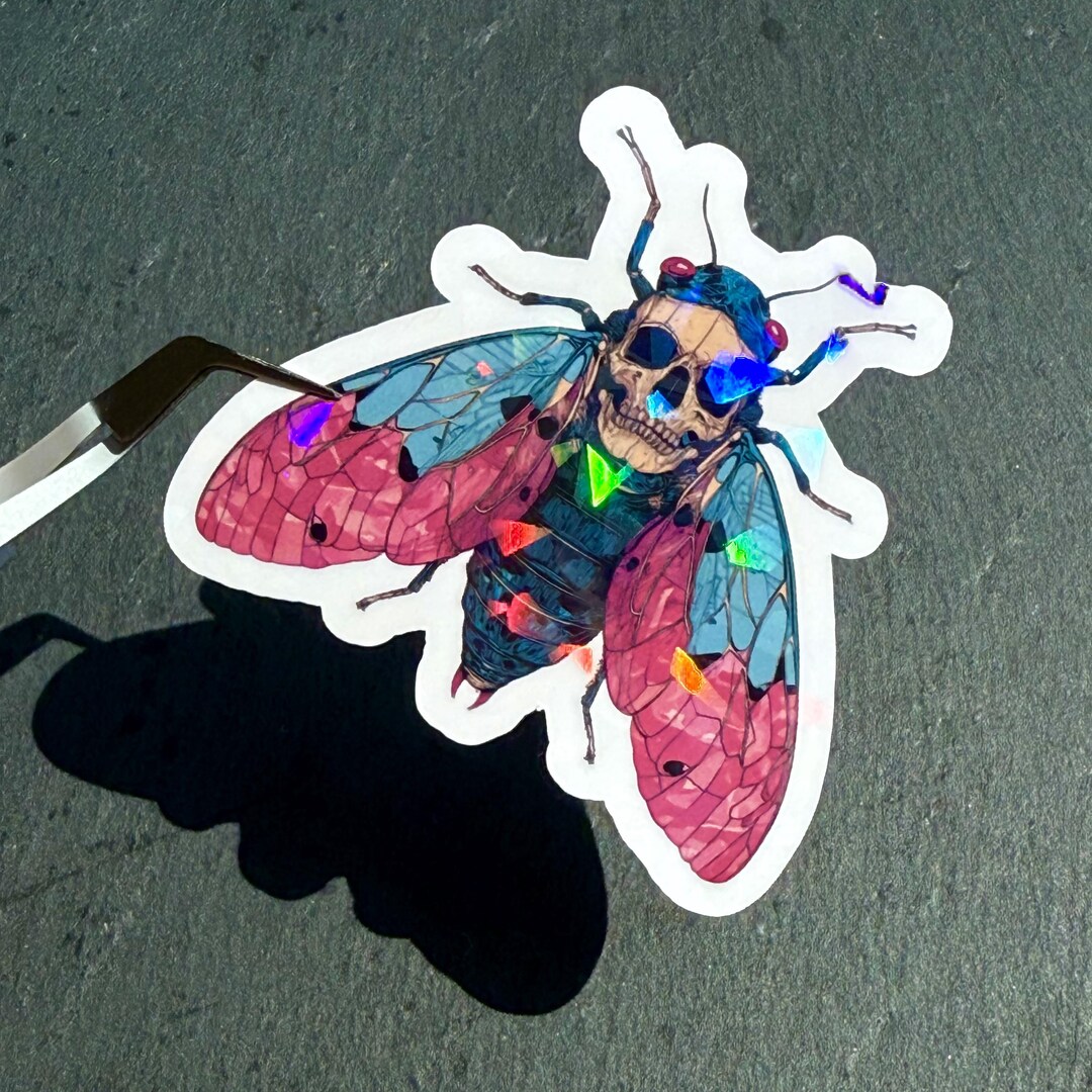 Holographic Cicada Skull Sticker: Witchy Occult Laptop Decal - Etsy