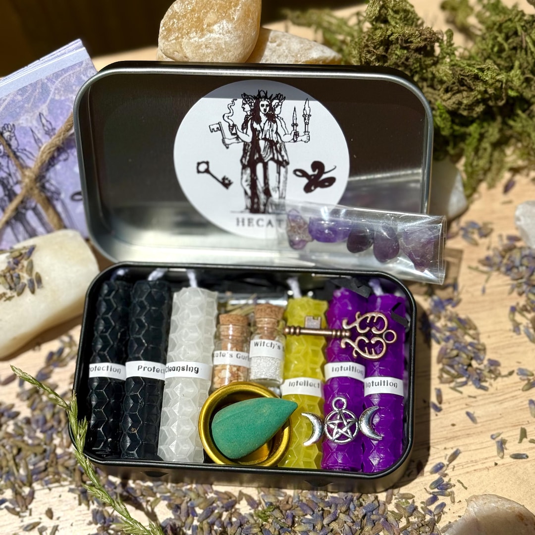 HECATE Pocket Altar: Triple Moon Goddess Shrine Tin With Beeswax ...