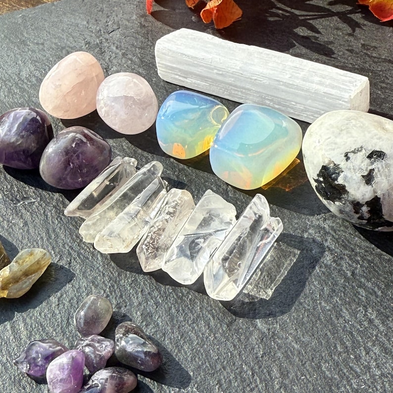 Third Eye Crystal Grid: Moonstone, Amethyst, Quartz, Selenite ...