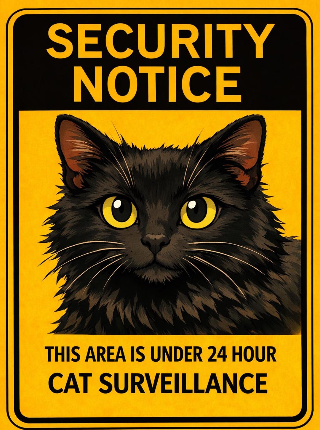 Custom Security Notice Cat Poster- 24 Hour Cat Surveillance - Etsy