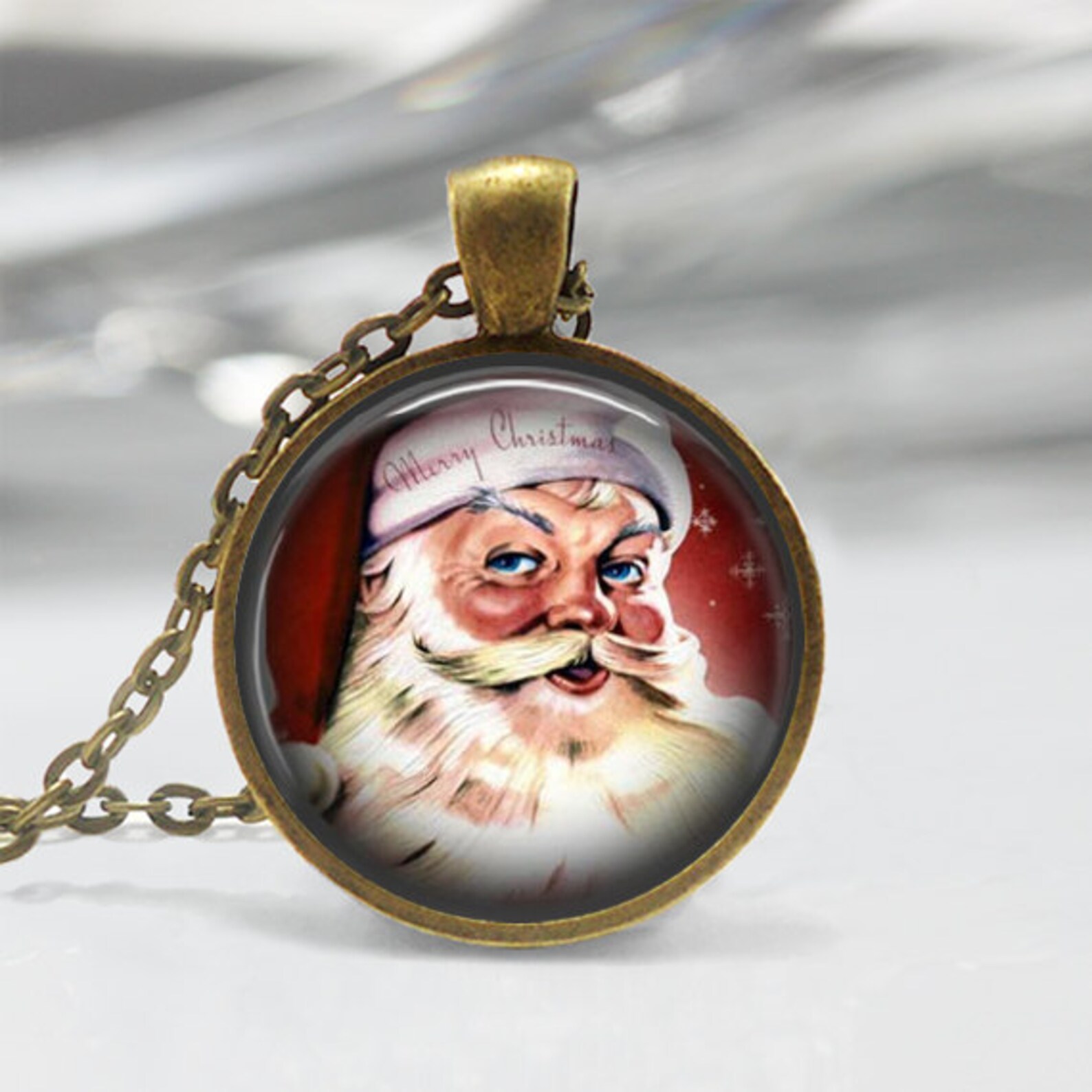 Santa Claus Necklace Christmas Jewelry Retro Santa Jolly Saint - Etsy