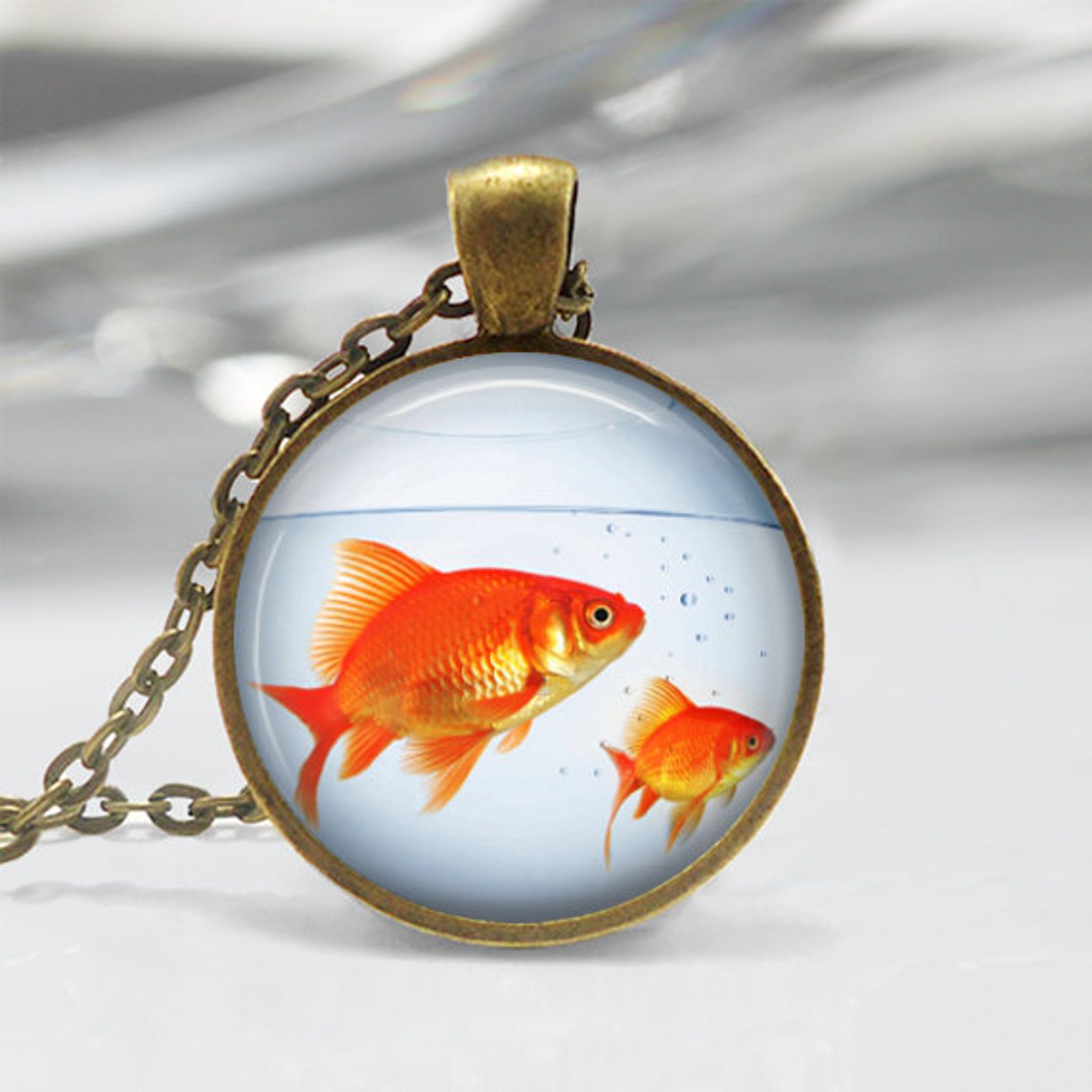 Fish Necklace Goldfish Bowl Fish Jewelry Fish Tank | Etsy