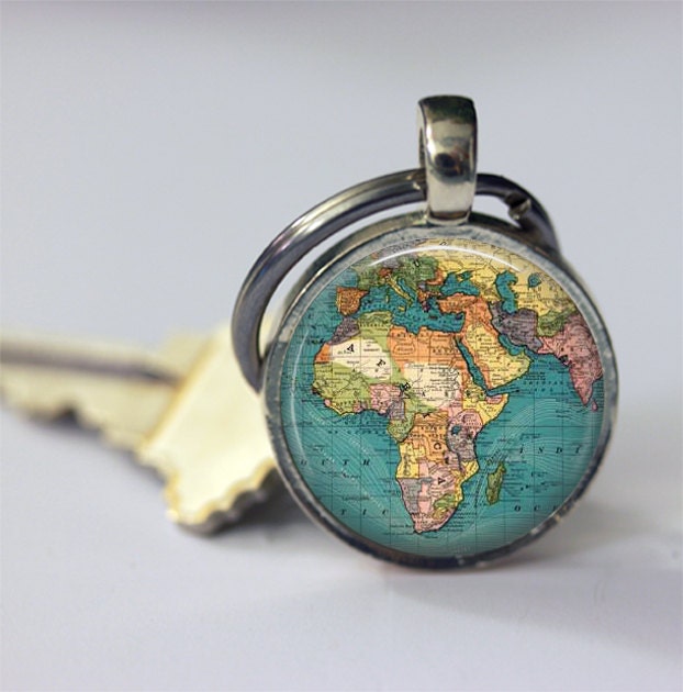Map Keychain Accessories Africa World Travel Globe Key Chain - Etsy