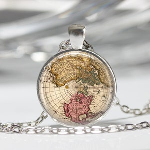 Vintage Map Necklace Globe Jewelry Earth Old World Map Art - Etsy