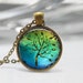 Tree Necklace, Tree of Life, Blue and Green Nature Art Pendant in ...