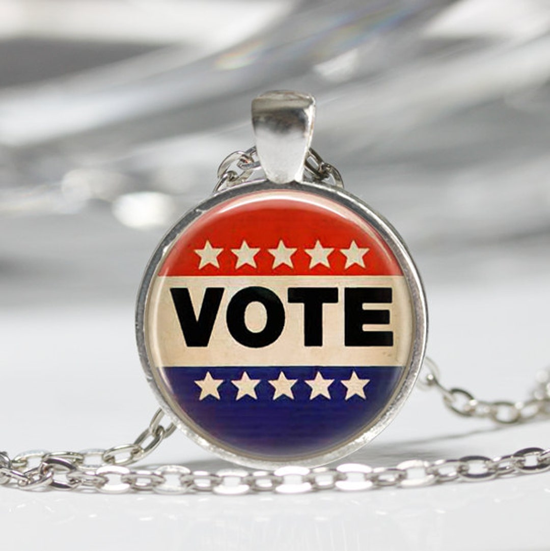 Patriotic Jewelry Election Day Americana Vintage Vote Button Red White ...