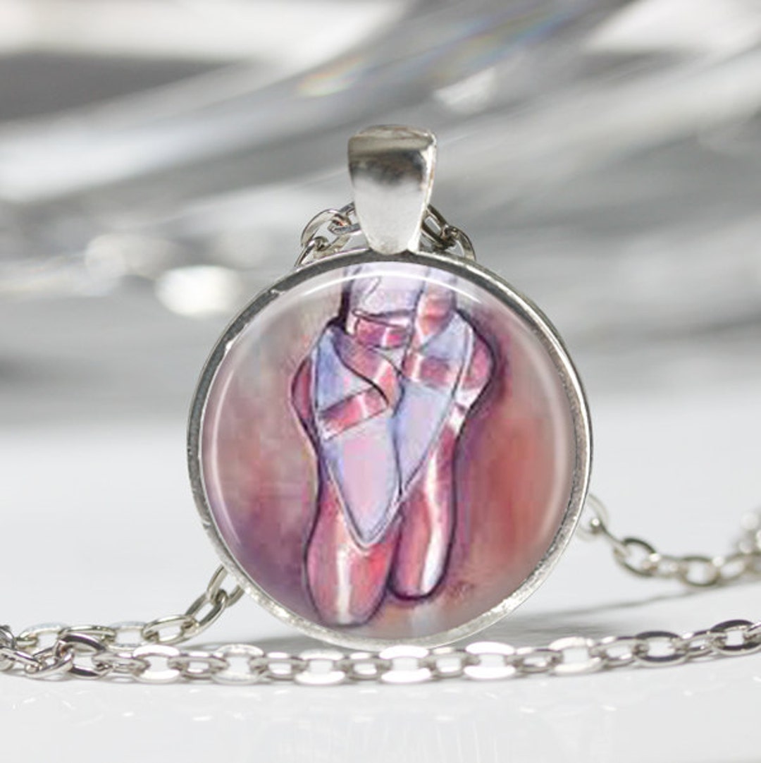 Ballerina Necklace Ballet Jewelry Pink Ballet Slippers Dancing Shoes ...