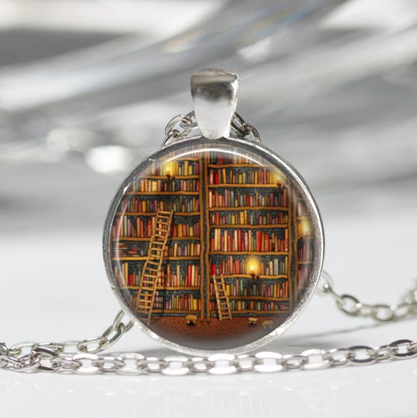 Library Book Necklace Librarian Jewelry for Bibliophiles - Etsy