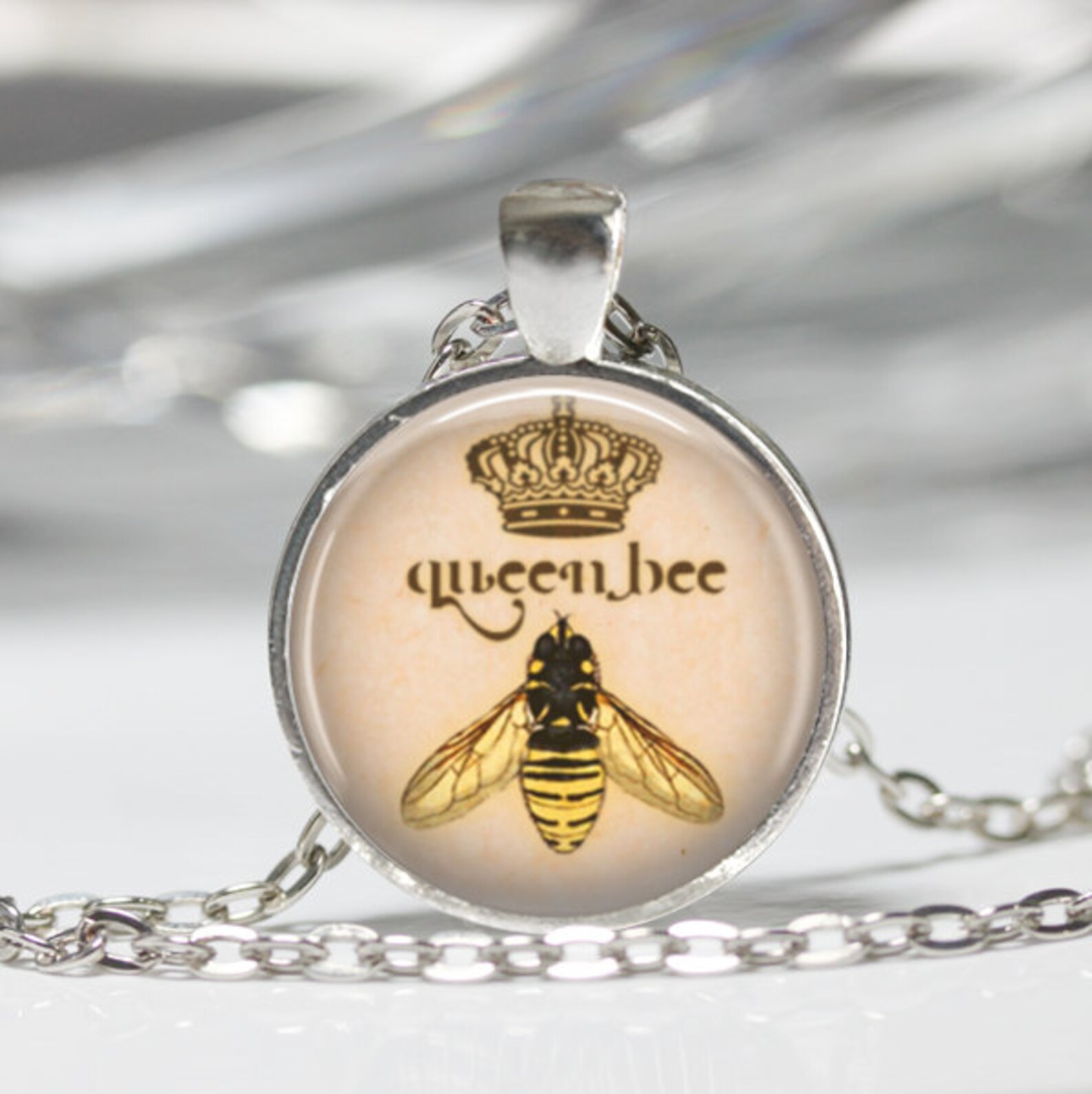Queen Bee Necklace Entomology Honeybee Bumble Bee Diva Art Pendant in ...