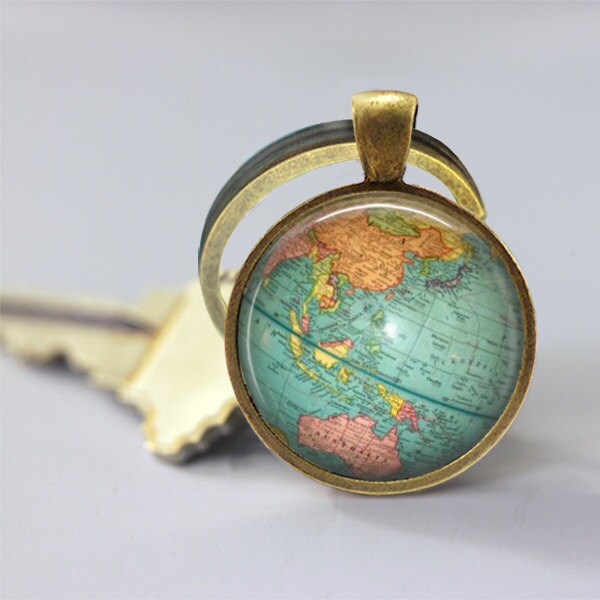 Globe Keychain World Map Planet Earth Geography Key Chain Key - Etsy Canada
