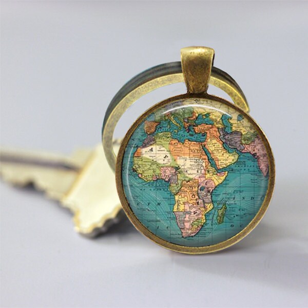 Map Keychain Accessories Africa World Travel Globe Key Chain - Etsy