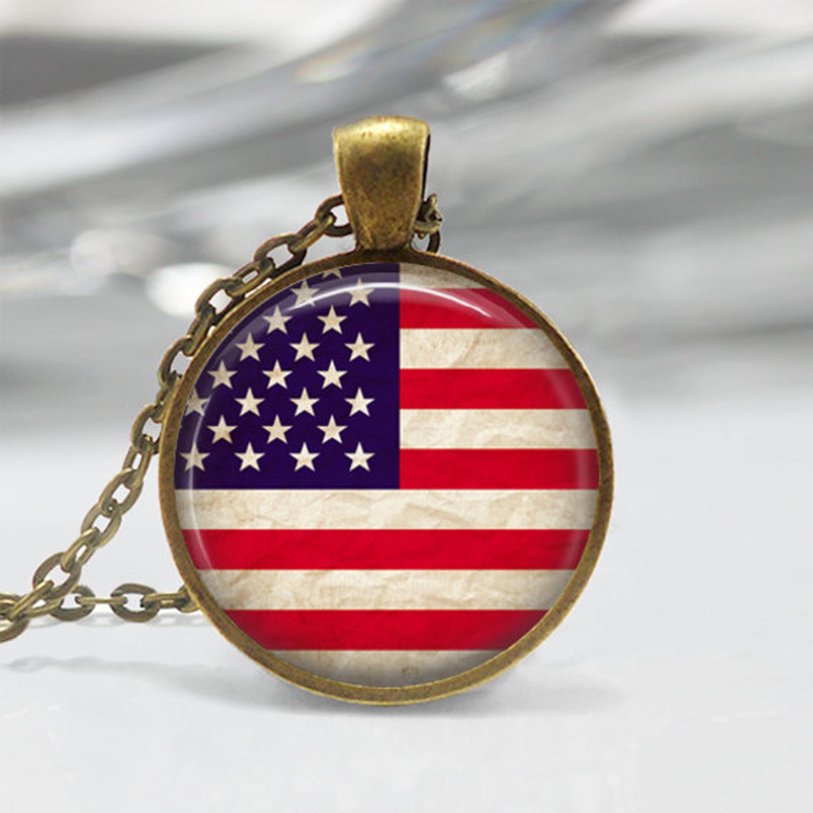 American Flag Necklace Patriotic Jewelry America United States - Etsy